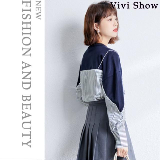 長袖ブラウス トップス シャツ レディース キャミソール 重ね着風