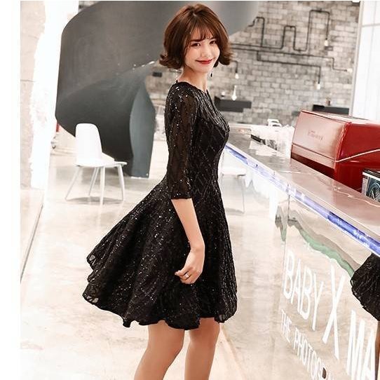 パーティードレス 結婚式 お呼ばれドレス 20代 30代 40代 袖あり レース 黒 大きいサイズ お呼ばれワンピース 二次会 結婚式フォーマル 成人式 同窓会 食事会