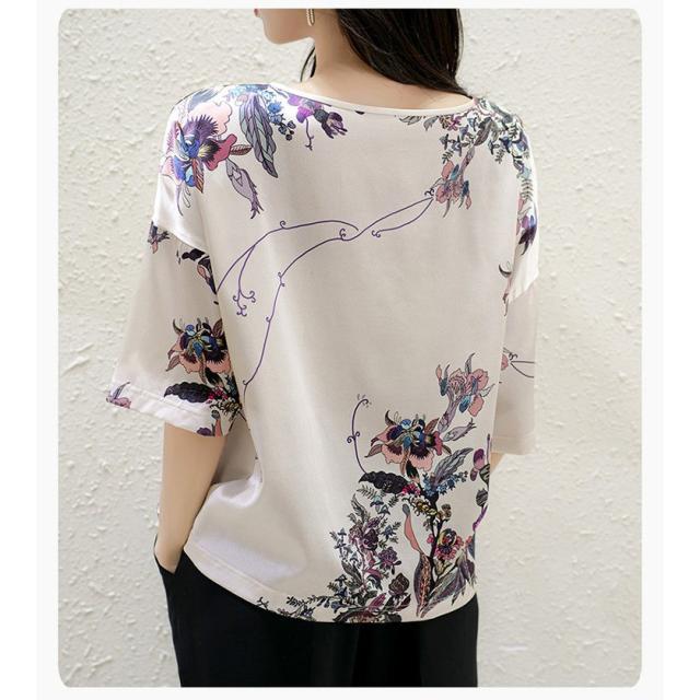 Tシャツ レディース 40代 春夏新作 オシャレブラウス 白レションT