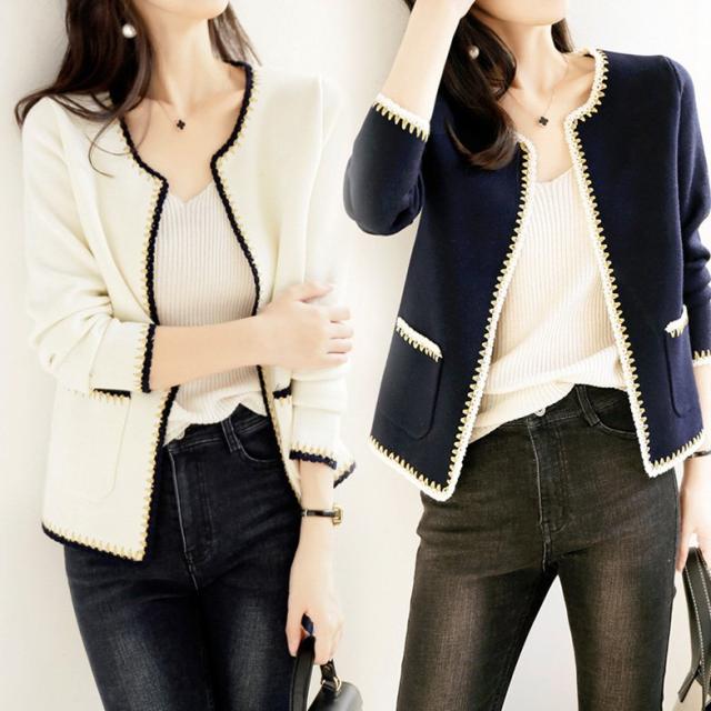 ノーカラージャケット レディース 秋新作 ジャケットショート丈  ニットカーディガン ブレザー 40代 アウター 韓国風 オシャレ 入学式 大人 通勤 30代