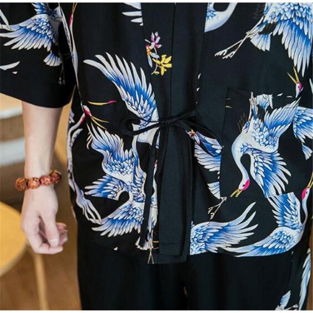 上下2点セット綿麻リネンカーディガン通気性メンズジャケットトレーナ