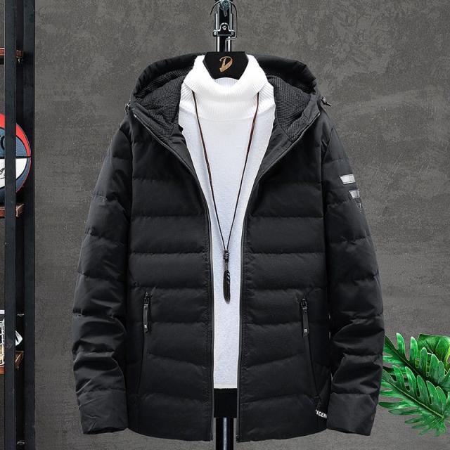 ジャケット メンズ ダウンジャケット アウター フード付き キルティング ダウンコート 無地 3色 ダックダウン 冬服 保温 防寒 ジップアップ