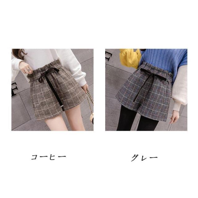 ラシャパンツ ショーパン ワイドパンツ レディース ハイウエスト