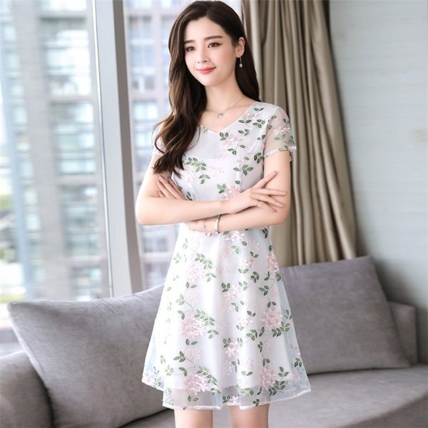 ワンピース レディース 30代 40代 春夏 きれいめ マキシ丈ワンピース ひざ丈 ロング丈 花柄 シフォン 大きいサイズ 半袖 結婚式ドレス 大人