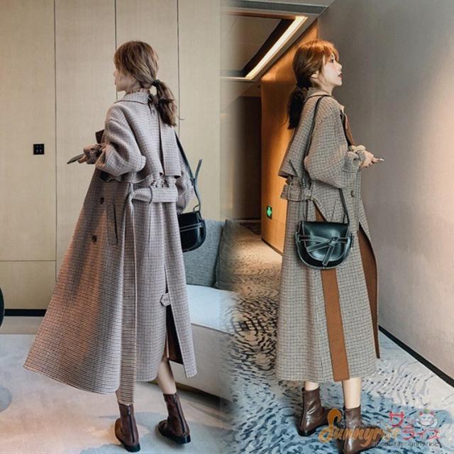 ラシャコート コート ジャケット レデイース 秋冬 40代 オシャレ チェックきれいめ 長袖コート ロング丈コート カジュアルウエア 上品 着痩せ 大人 2色