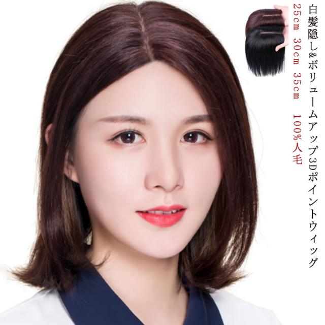 【人毛100% 25cm 30cm 35cm】ウィッグ ロング ストレート ポニーテール トップカバー 医療用ウィッグ 手植え ショート ウィッグ 総植え 人毛100% 総手植え ミセス 自然 フルウィッグ セミロング ウィッグ つけ毛