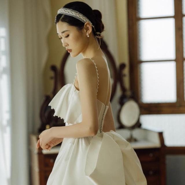 ウエディングドレス エンパイア ウエディング ドレス ノースリブ