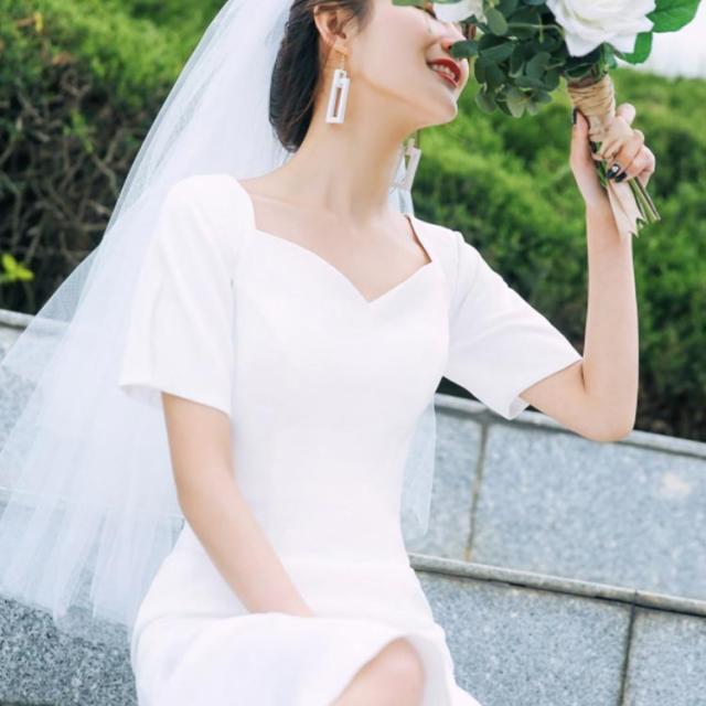 ウエディングドレス ウェディングドレス 袖あり マーメイドライン