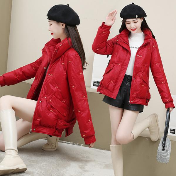 レディース ダウンジャケット ダウンコート ショート 光沢 ハイネック