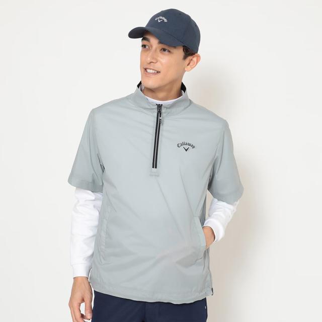 キャロウェイ メンズ  ストレッチミニリップハーフジップブルゾン（グレー・サイズ：L） CALLAWAY CW25-C25216100-GY-L返品種別A