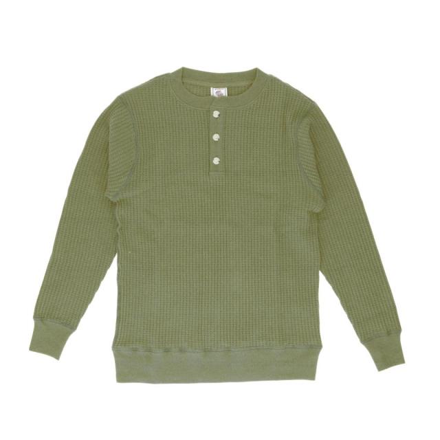 JEMORGANN(ジェーイーモーガン) BF023900-1A-2D JEMORGAN ビッグワッフル長袖ヘンリーネック（カーキ Mサイズ）[BF0239001A2D] 返品種別A