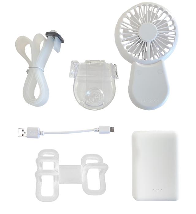 大作商事 マジクール マイファンプラス ヘルメット装着キット(ホワイト) USB充電器別売 MFPL1-WHHM返品種別B