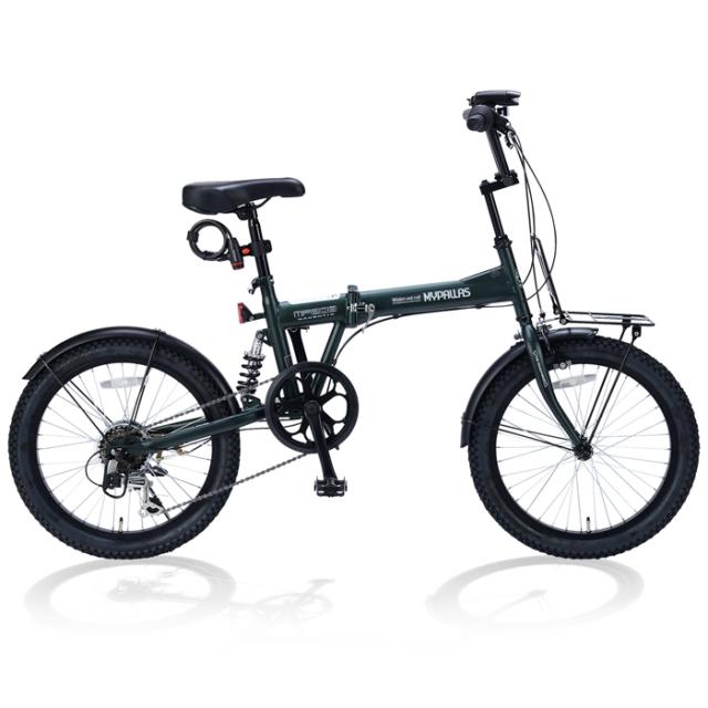 マイパラス MF208-GR 20インチ折りたたみ自転車 セミファットバイク シマノ6段変速 【メーカー直送・他商品との同時購入不可】（アーミーグリーン）MYPALLAS[MF208GRマイパラス] 返品種別B
