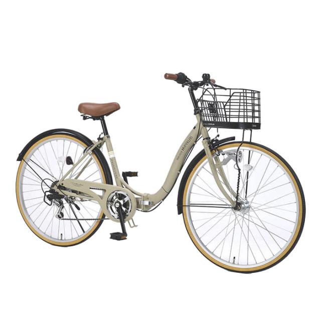 マイパラス MC509-SA 26インチ折りたたみシティサイクル シマノ6段変速 【メーカー直送・他商品との同時購入不可】（サンドベージュ）MYPALLAS[MC509SAマイパラス] 返品種別B