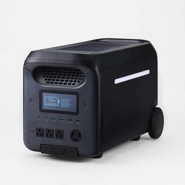 エレコム ポータブル電源(ブラック)　2560Wh ACコンセント3口＋1口　USB-C出力搭載 DE-PS2500PBK返品種別B