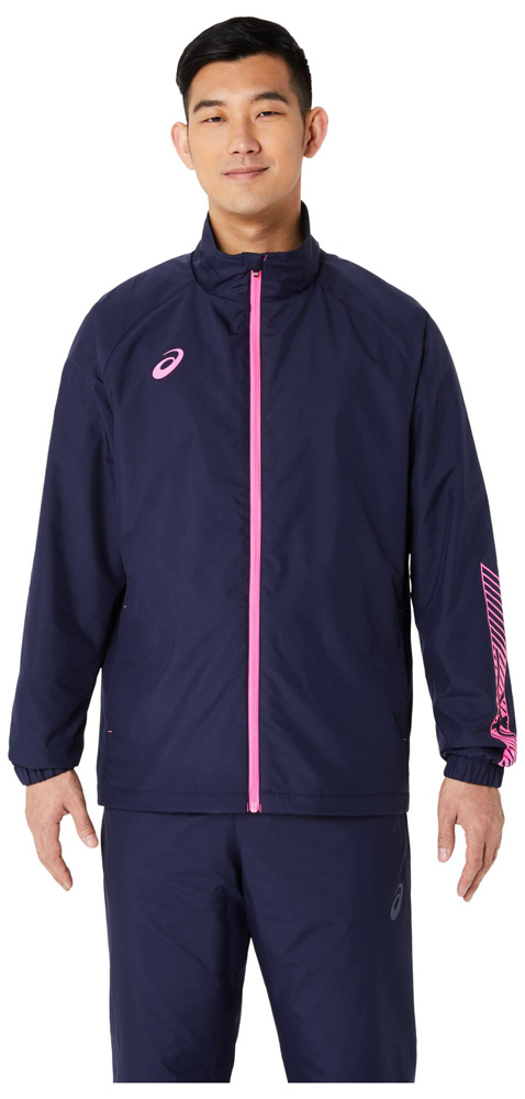 アシックス 裏トリコットウインドブレーカージャケット（ミッドナイト×ホットピンク・サイズ：3XL） asics 2031E745-401-3XL返品種別A