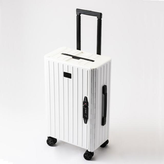 ＆.FLAT TRM-FL14400001-WH 折り畳めるキャリーケース メタリックカラー （ホワイト・約35L）[TRMFL14400001WH] 返品種別A