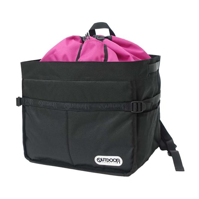 OUTDOOR PRODUCTS プレミアム ロゴテープ バスケット リュック2（ブラック2） アウトドアプロダクツ 22469006-BLK2返品種別A