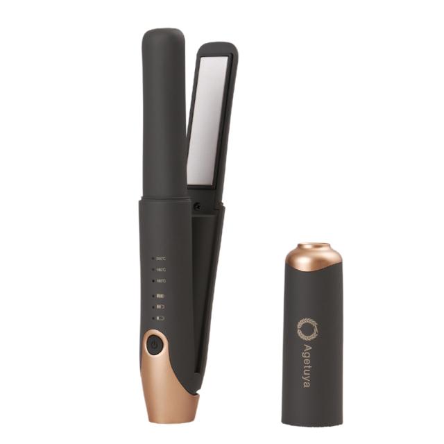 アゲツヤ ヘアアイロン(グレー) AGETUYA コードレスミニヘアアイロン 2 ストレート＆カール [充電式（コードレス）] AG-0004-G返品種別A