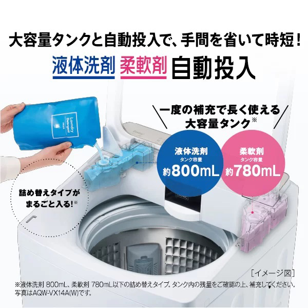 アクア AQW-VX14A-W 14.0kg 全自動洗濯機　ホワイトAQUA Prette plus プレッテ プラス[AQWVX14AW] 返品種別A
