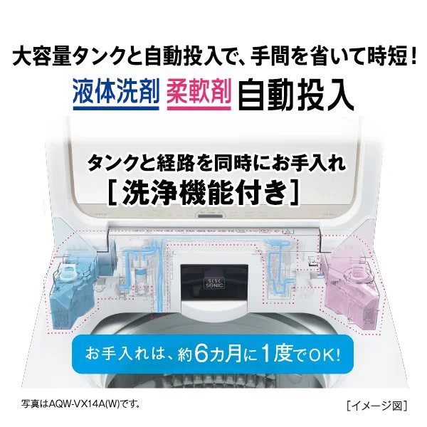 アクア AQW-VX14A-W 14.0kg 全自動洗濯機　ホワイトAQUA Prette plus プレッテ プラス[AQWVX14AW] 返品種別A