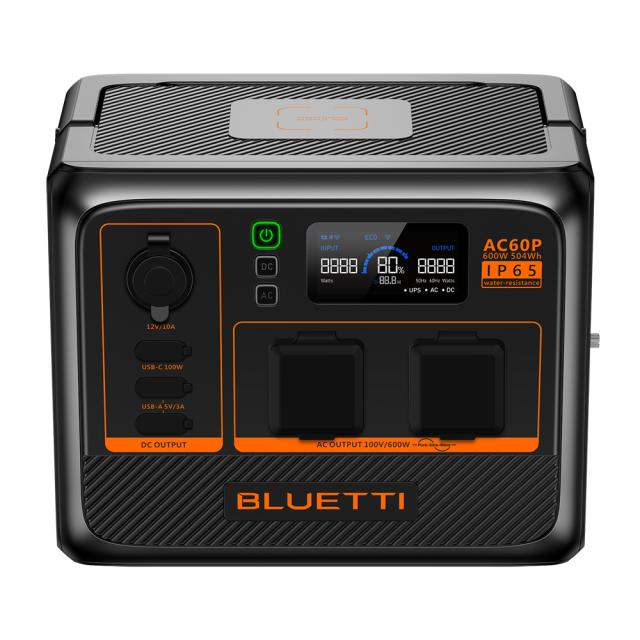 BLUETTI AC60P ポータブル電源　504Wh　ACコンセント出力×3口 USB-C出力搭載[AC60Pブルテ] 返品種別B