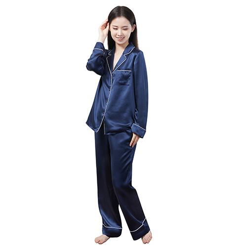 Utukky(ユーツキー) CXSYSLXYM 最上位ランク(6Aランク) シルク パジャマ長袖(M・ネイビー)[CXSYSLXYM] 返品種別A