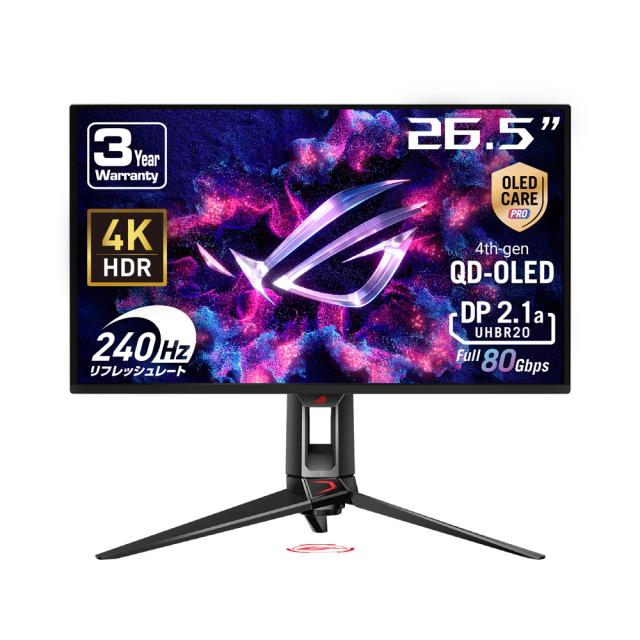 ASUS｜エイスース PG27UCDM ゲーミング液晶ディスプレイ(26.5型/OLED/4K UHD 3840×2160/240Hz/0 ...