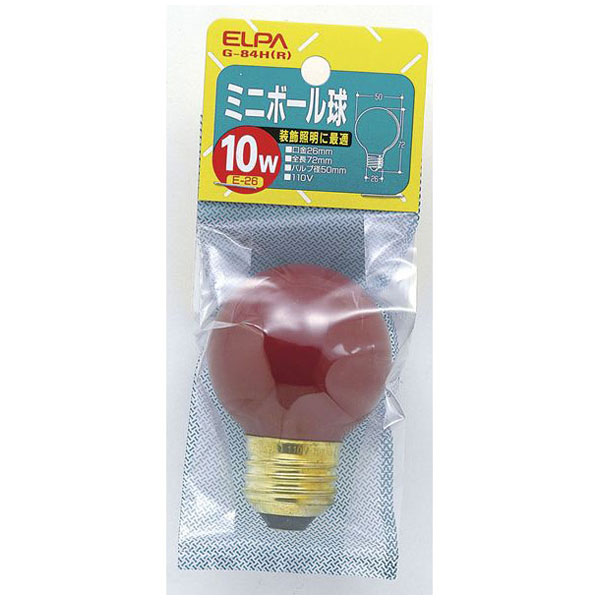 ELPA G-84H-R ミニボール球G50 10W 口金E26 レッド[G84HR] 返品種別Aの通販はau PAY マーケット - Joshin web 家電・PC・ホビー専門店 | au ...