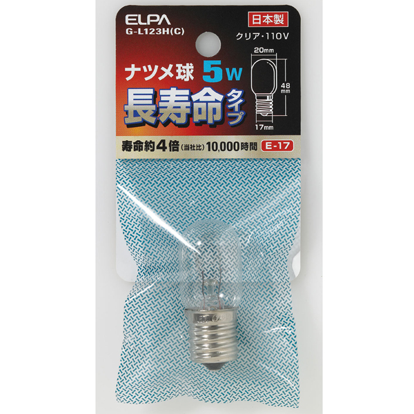 ELPA G-L123H(C) 長寿命ナツメ球 5W（クリア）[GL123HC] 返品種別Aの通販はau PAY マーケット - Joshin web 家電・PC・ホビー専門店 | au ...