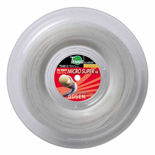 ゴーセン 硬式テニス用ガット　ミクロスーパー16L（ホワイト・1.25mm×220m） GOS-TS4012W返品種別A