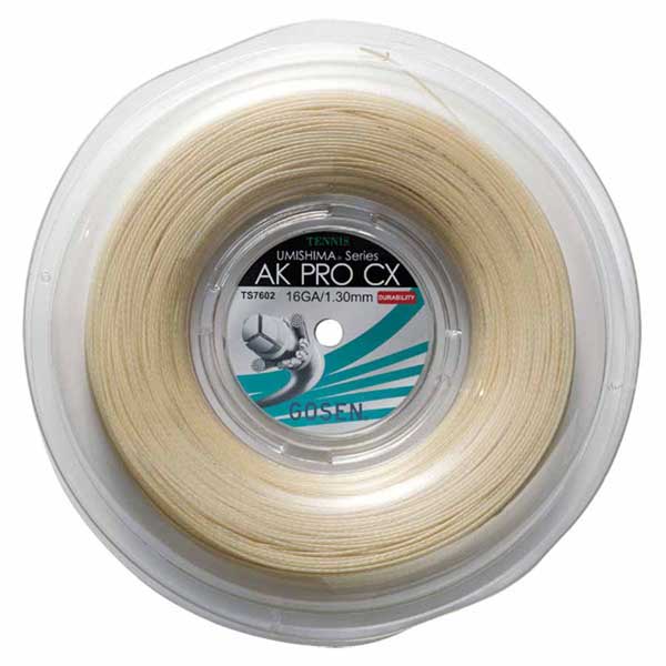 ゴーセン 硬式テニス用ガット　AKプロCX16（ナチュラル・1.30mm×240m） GOSEN UMISHIMA series AK PRO CX 16 GOS-TS7602NA返品種別A
