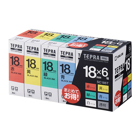キングジム SC186T テプラPRO・テープカートリッジ ベーシックパック 18mm[SC186T] 返品種別A