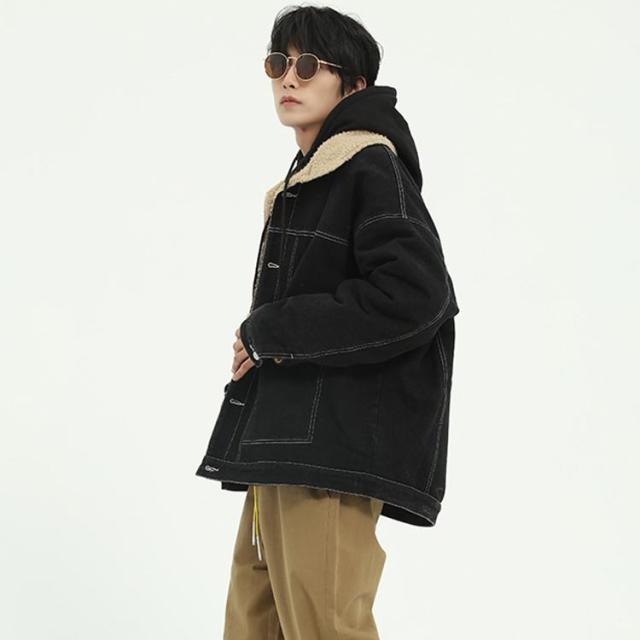 裏ボア コート メンズ ボア襟 コート デニムコート デニムジャケット