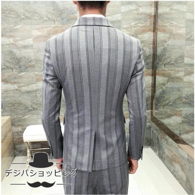 秋春☆ストライプスーツ ジャケット+パンツ+ベスト フォーマルスーツ3