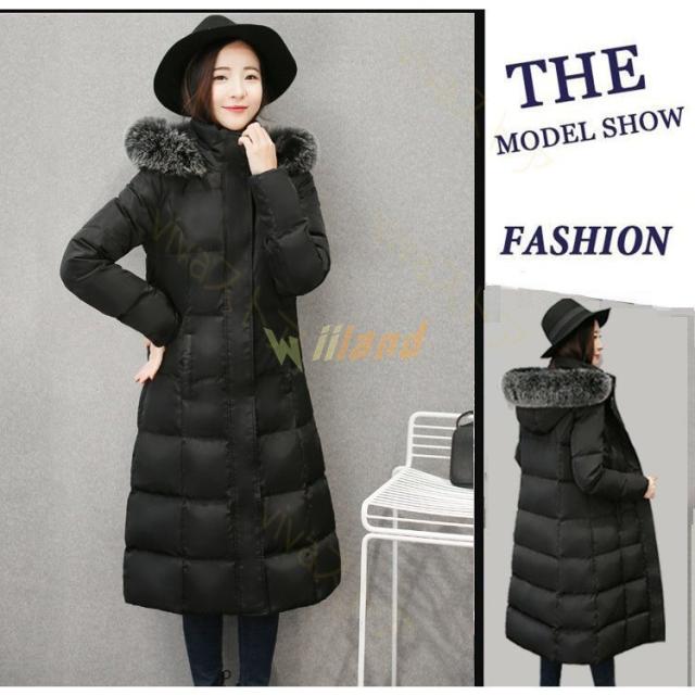 ダウンコート レディース フード付き ダウンジャケット アウター エレガント ファスナー ロングコート 秋 冬 ファー 防寒 防風 冬服 通勤 通学