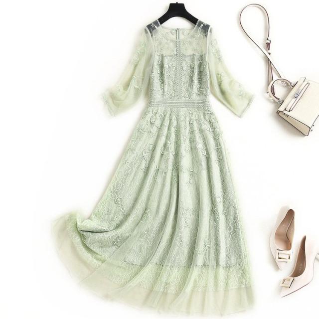 ワンピース レース 総レース パーティー OL 通勤 女子会 懇親会 ママ 母 式 入園式 入学式 フォーマル 清楚