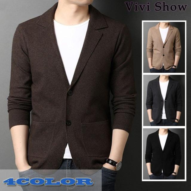 メンズジャケット ニットカーディガン アウター 春秋 ビジネス 紳士用 ジャケット