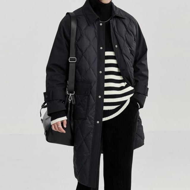 キルティングコート 大きいサイズ 冬物 コート ロング 切り替え 通学