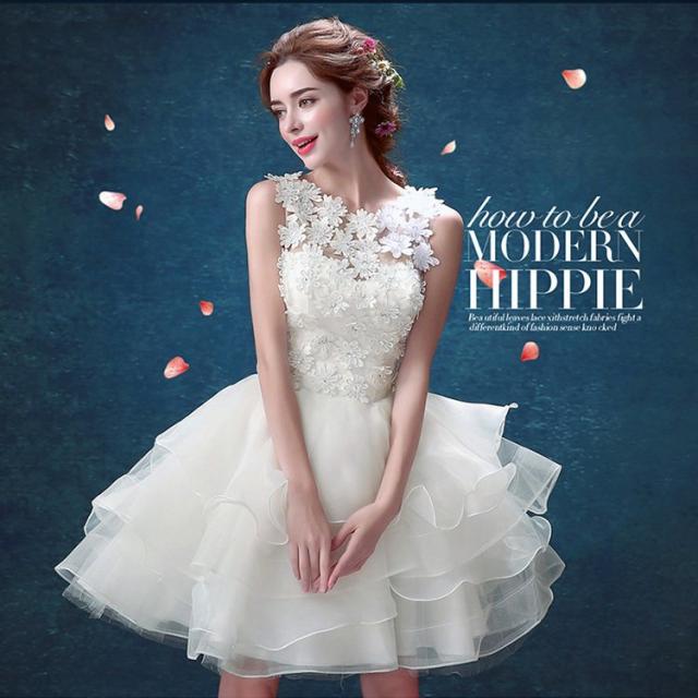 ウェディングドレス 結婚式ドレス パーティー 格安 パーティードレス 二次会ドレス ウェディングドレス 二次会 花嫁 白 披露宴 結婚式 ベルライン ミニ丈