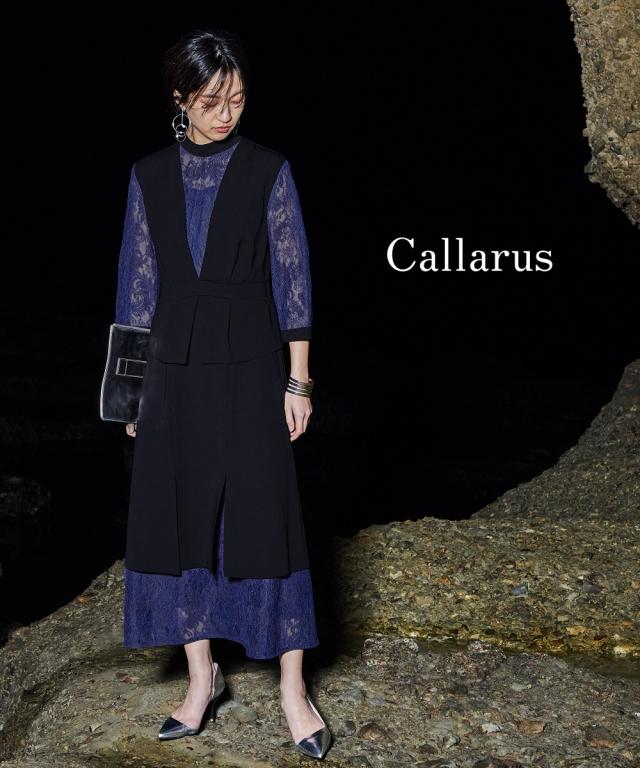 ドレス ワンピース レディース Callarus Switching Lace Onepiece Dress ネイビー系/ベージュ系 LL ニッセン nissen