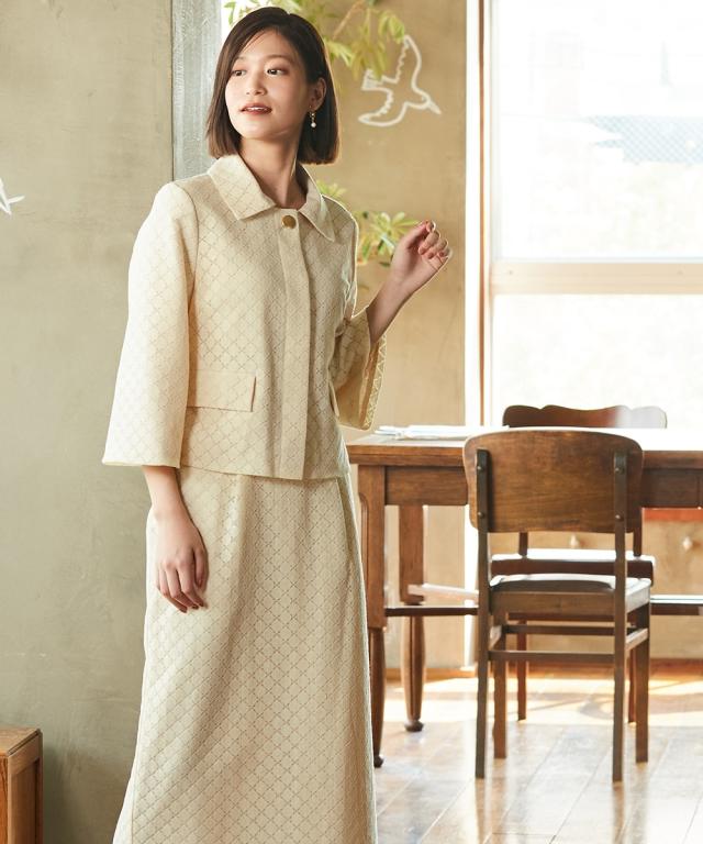 入学式・卒業式・フォーマル】サークルレースジャケットスカートスーツ