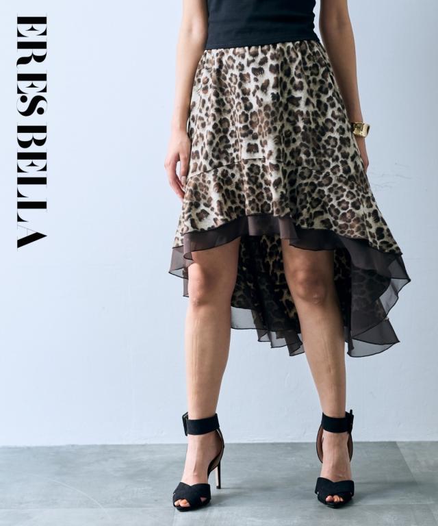 スカート レディース アニマル柄イレギュラーヘムレイヤード ERES BELLA LL/3L ニッセン nissen