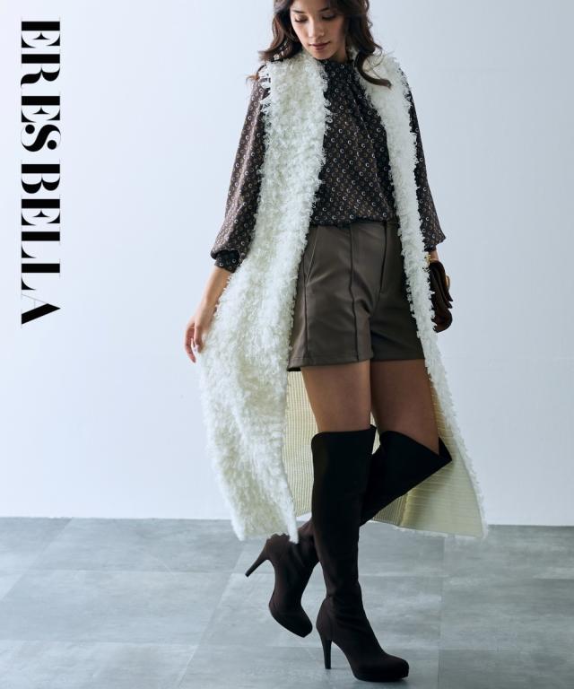 ニット セーター 大きいサイズ レディース ロング ジレ ERES BELLA 冬 5L/6L ニッセン nissen