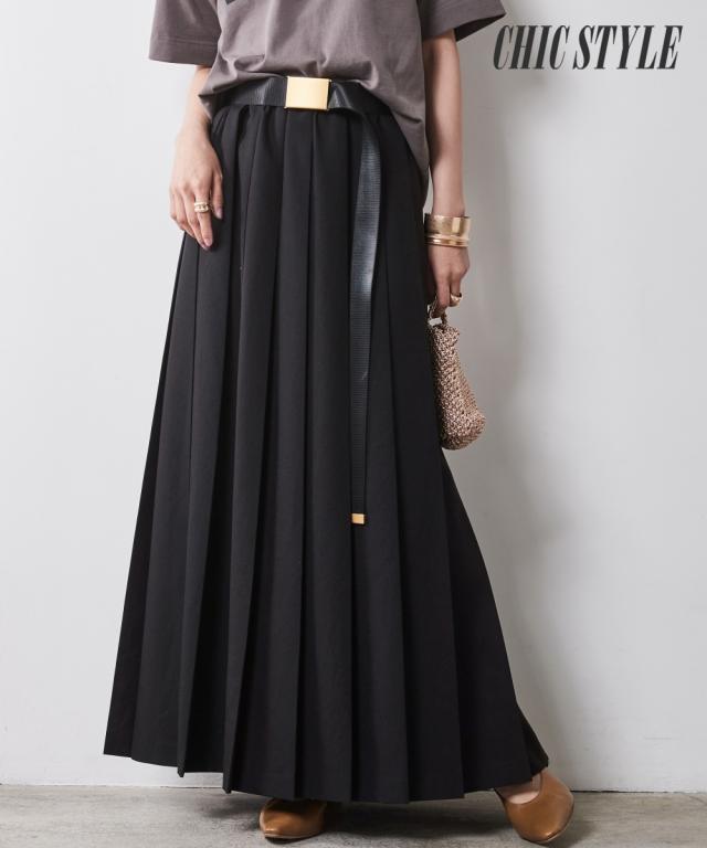 ロングスカート レディース プリーツ マキシ スカート シックス タイル 秋 マキシスカート 長め ロンスカ | L/LL/3L/4L/5L | ニッセン nissen