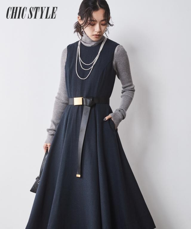 ワンピース ロング マキシ レディース フィット＆フレア ノースリーブ シックス タイル 対応  ひざ下 M〜5L ニッセン nissen