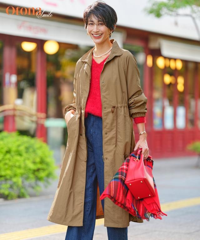 コート アウター レディース ウエスト ドロストシャカシャカ OtonaSMILE M/L ニッセン nissen