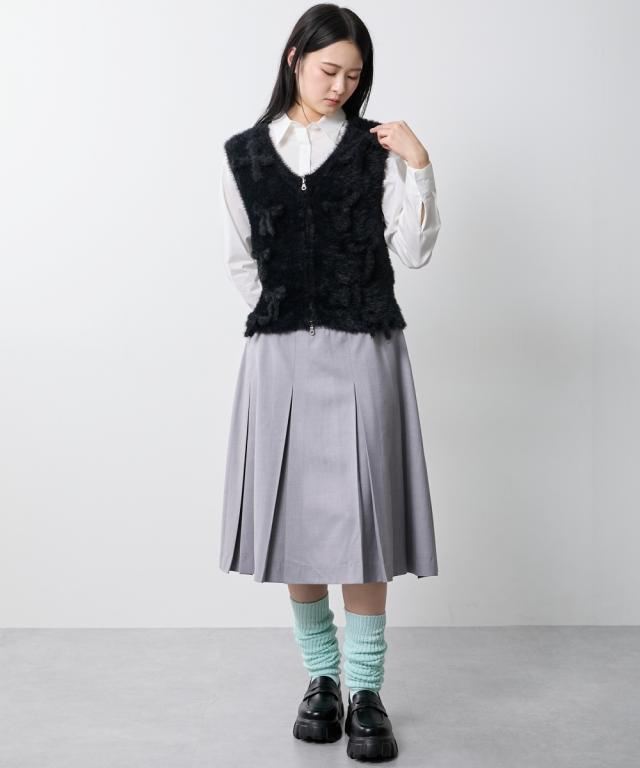 ベスト レディース ダブルジップリボン 重ね着 レイヤード M〜L/L〜LL