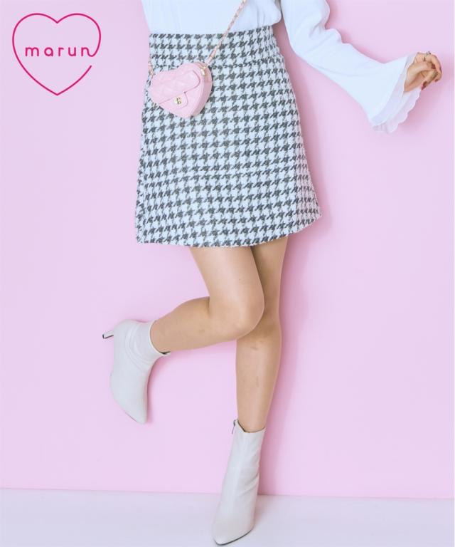 ミニスカート 大きいサイズ レディース 千鳥格子柄ツイード スカート marun 6L/8L/10L ニッセン nissen