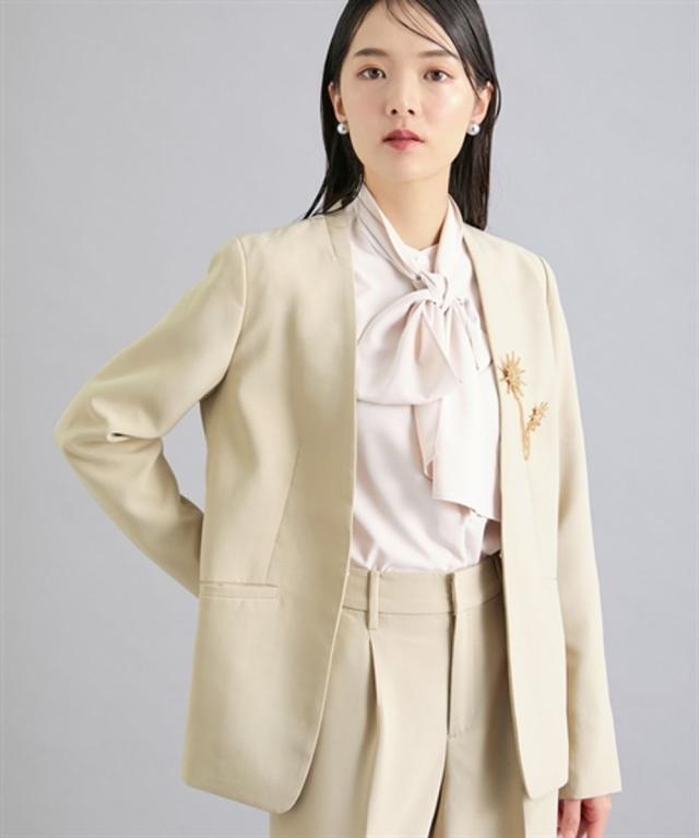 ジャケット アウター トールサイズ レディース スーツ 入学式 卒業式 七五三 高身長 ノーカラー カセット対応 LL/3L/4L/5L ニッセン nissen